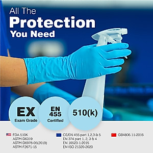 Gloves Disposable Latex Free | 8.5 Mil Heavy Duty Nitrile Gloves Medium| 50 Count Long Disposable Gloves with Extended Cuff, Powder Free, Food Grade & Safe Non Latex Gloves, Rubber Gloves Disposable