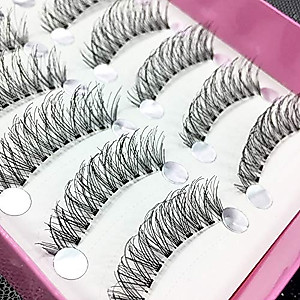 Dorisue False Eyelashes Wispy Short False Eyelash women Special eyelashes 100% Handmade Eyelashes Pack (10 Pairs Set) Black