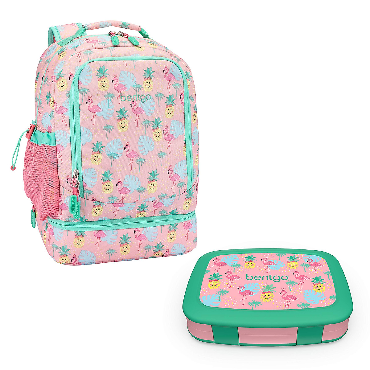 Bentgo 2-in-1 Backpack & Insulated Lunch Bag Set With Kids Prints Lunch Box (Tropical)