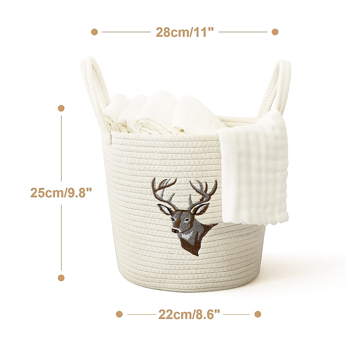 Amasava Storage Baskets 2 Pack, Small Baby Baskets Woven Cotton Rope Decorative Laundry Hampers for Blankets Toys Shoes Plants Clothes Diapers