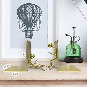 Ottimo Heavy Duty Metal Unique Office Desk Bookends for use as Bookshelf Decor, Home, Office or Kitchen Shelves. Unique, Cute and Decorative Book Stopper to Hold Books, Great Gift Idea (Gold)