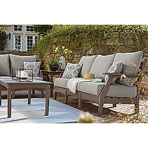 Signature Design by Ashley Visola Outdoor HDPE Patio Sofa with Cushion, Gray