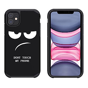 LEEGU for iPhone 11 Case, Cute [Don't Touch My Phone] Shockproof Dual Layer Heavy Duty Protective Silicone Plastic Cover for Girls Women Boys Men Phone Case (iPhone 11 6.1-inch)