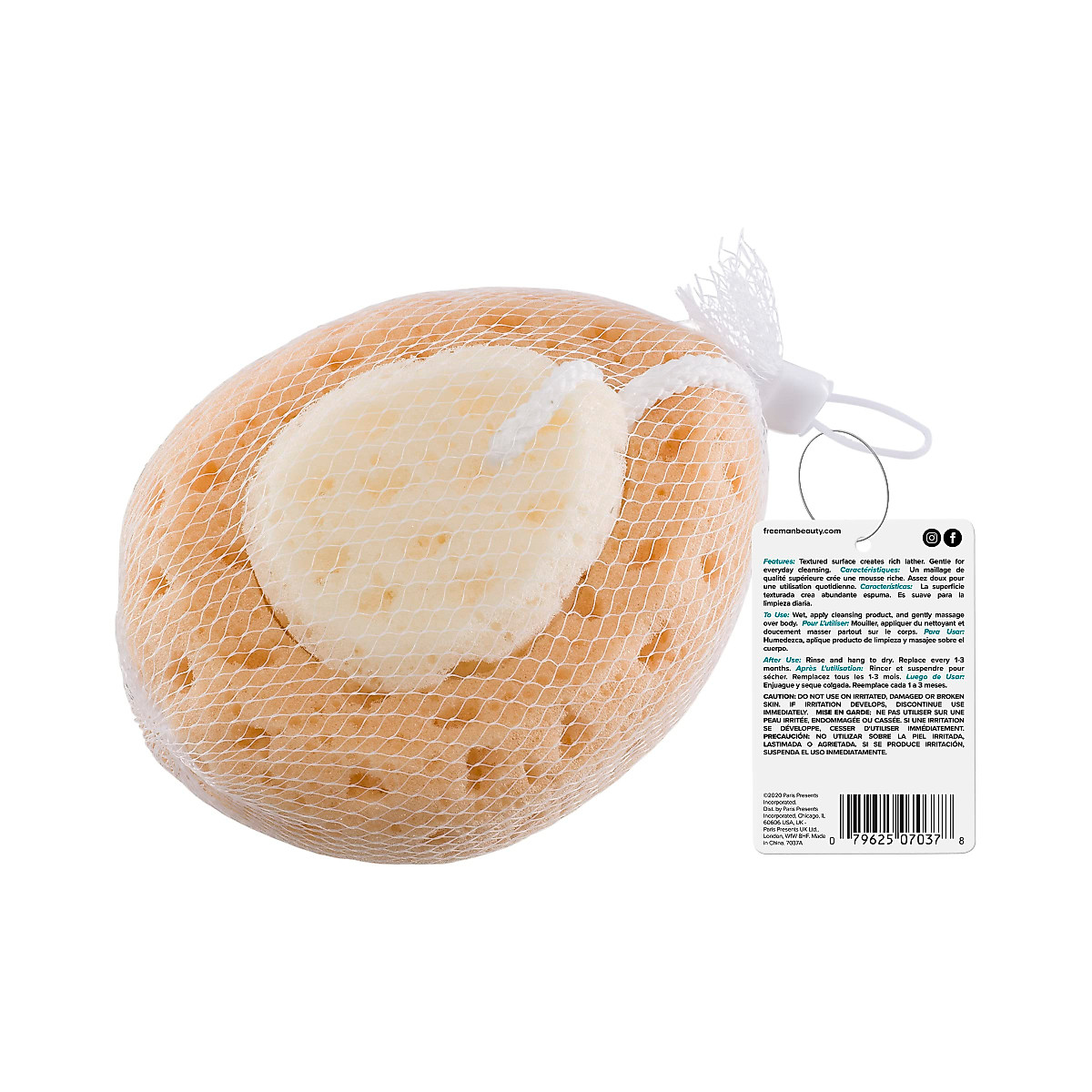 Freeman Faux Sea Sponge Set, Bath & Shower Sponge, Deep Cleansing Bath Sponge for Face & Body, Pairs with Face Cleanser & Body Wash, Multitasking Bath Accessory, Cruelty Free, 3 Count