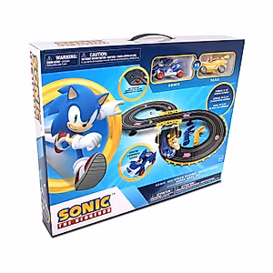 NKOK Sonic & Tails RC Slot Car Set Race Set Vehicle, Black, Cars Rase on Figure-8 Track, Features a Lap Counter, Perfect Item for Kids, Ages 5 and up