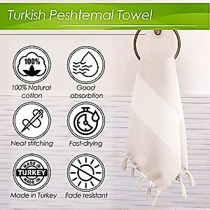 Hand Towels - Kitchen towels - Bathroom Decorative Towels - 100% Cotton Turkish Towels - Peshtemal Soft Towel for Face Hand Hair Home Tea Dishcloth Guests - Absorbent Quick Dry Towels Set of 2 (Beige)