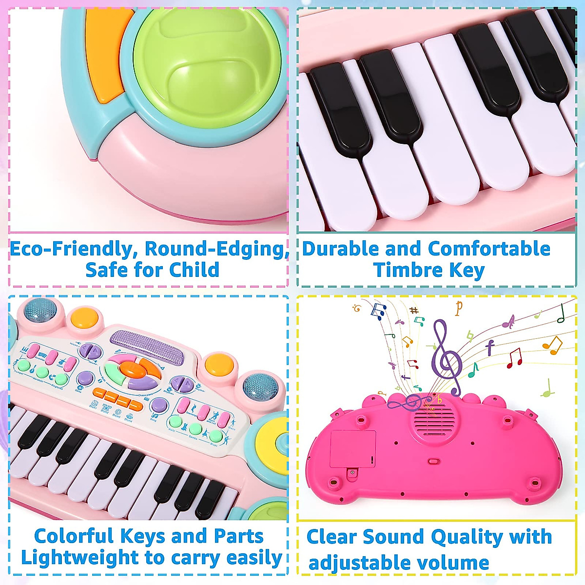 Cozybuy Toddler Piano Toy Keyboard, 24 Keys Toy Piano for Baby, Multifunctional Baby Piano Girl Toys Kids Piano Keyboard Toy for Toddlers, Birthday Gifts for 1-6 Years Old Boys and Girls Gifts