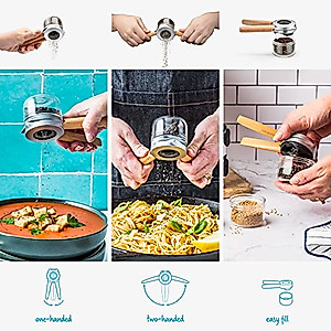Dreamfarm Ortwo + Extra Jar | One-Handed Pepper Mill with Ceramic Grinder & Wooden Handle | Refillable Pepper Grinder | Adjustable Salt Grinder and Spice Mill | Manual Pepper Mill | 2oz