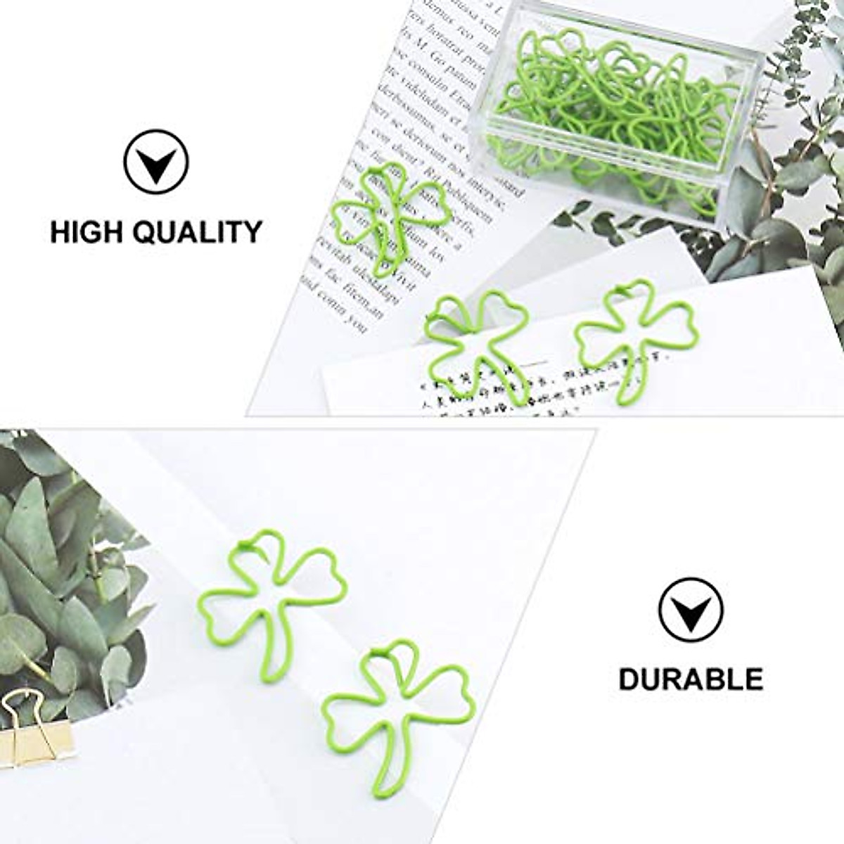 SOIMISS Test Paper Clips 45pcs Shamrock Clover Shaped Paper Clips Bookmark Clips for Office School Home Document Organizing Clover Shape Clips