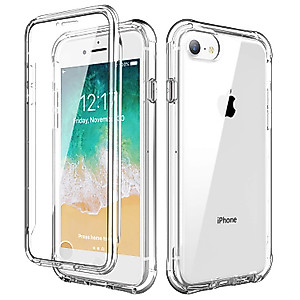SKYLMW iPhone SE 2022/2020 Case, iPhone 7 Case, iPhone 8 Cover, Built-in Screen Protector Shockproof Dual Layer Protective Hard Plastic & Soft TPU Phone Cases for iPhone SE 4.7 inch, Clear