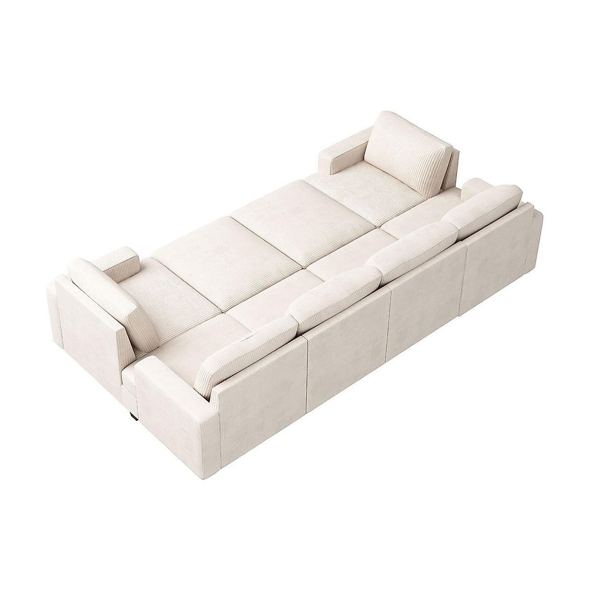 Nolany Modular Sectional Couch with Storage Ottoman, Corduroy Sectional Sleeper Sofa with Chaise, Sectional Couches for Living Room, Beige