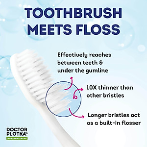 MOUTHWATCHERS Manual Soft Toothbrush for Adults, Ultra CleanToothbrush with Flossing Bristles, Good for Sensitive Teeth and Gums. Rose, 1 Each