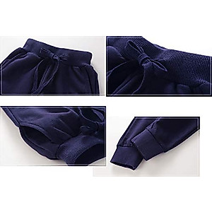 T.H.L.S Toddler Baby Boys Girls Sweatpants Cotton Active Jogger Pants with Pockets 3 Pack Grey Blue Black