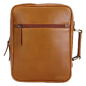 Elizo Genuine Real Leather Bible Cover with Zipper, Bible Case for Women Bible Cover for Men Medium, Bible Bag Book Cover Bible Holder Bookmark Religious Christian Gifts Carrying Case, Savanna