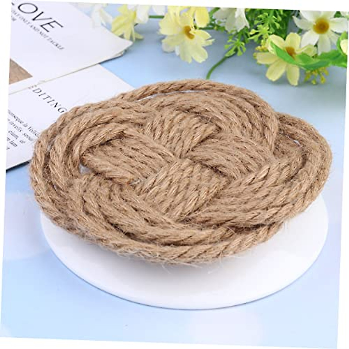 VOSAREA Table Coasters for Drinks Placemats Round Coasters for Drinks Absorbent Simple Cup Mat Cotton Placemat Cotton Rope Cup Coasters Cotton Cup Mat Cup Mat Handmade Home Placemat Jute