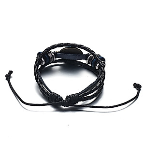 AOASK 8Pcs Iron Men Heart Leather Wrap Bracelets Women Men