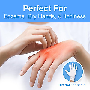 Cara Moisturizing Eczema 100% Premium Cotton Gloves, Medium, White, 24 Pair