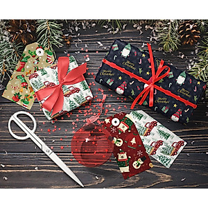 GIOLNIAY Christmas Wrapping Paper for Kids Boys Girls - Wrapping Paper Christmas Bundle with Santa, Green Stockings, Red Truck, Woodland Designs - 6 Jumbo Sheets (28 x 40 inches), Easy to Store