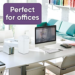 Superio 1.25 Gal Mini Plastic Trash Can with Swing Top Lid Small Waste Bin for Countertop, Desk, Vanity, Bathroom 5 Quart (White)