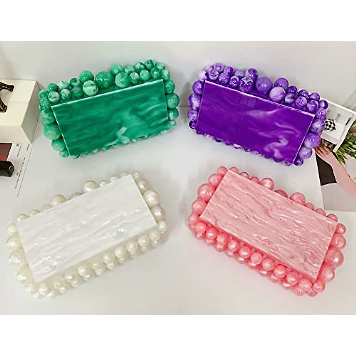 Solyinne Womens Clutch Purse Evening Bag Envelope Acrylic Evening Clutch Bridal Wedding Party Club Purses Handbags