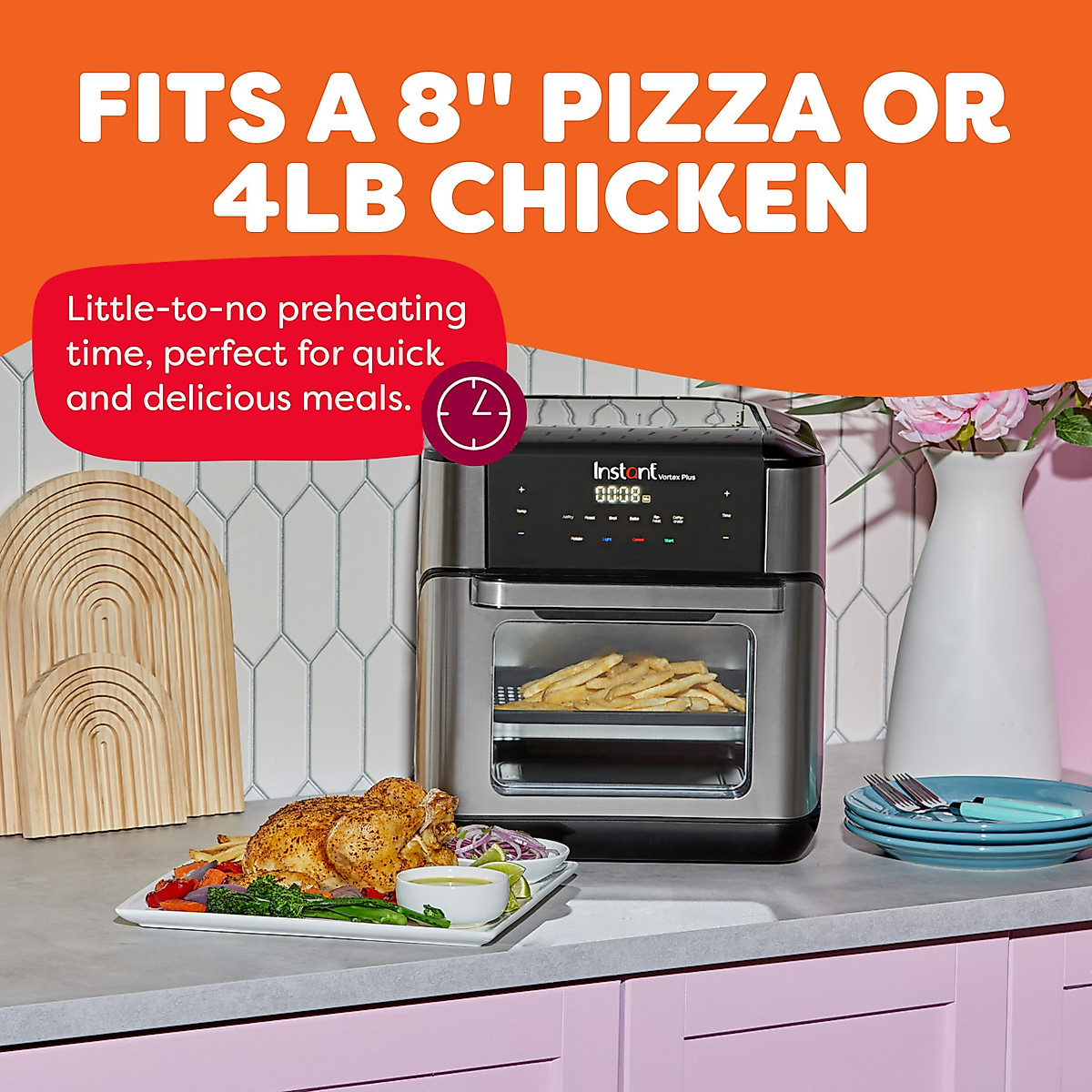 Instant Vortex Plus 10-Quart Air Fryer, From the Makers of Instant Pot, 7-in-10 Functions, with EvenCrisp Technology, App with over 100 Recipes, Stainless Steel