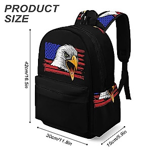 American Eagle USA Flag Travel Backpack Lightweight 16.5 Inch Computer Laptop Bag Casual Daypack for Men Women