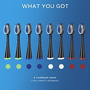 Replacement Toothbrush Heads for Waterpik Complete Care 5.0/9.0 (CC-01/WP-862), STRB-8WB, (8-Pack, Black)