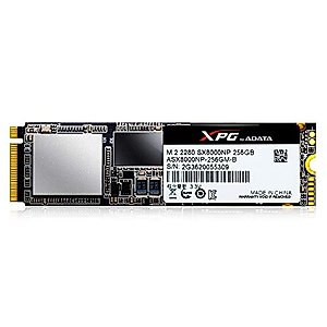 ADATA XPG SX8000 PCIe 256GB 3D NAND MLC NVMe Gen3x4 M.2 2280 Solid State Drive (ASX8000NP-256GM-C)