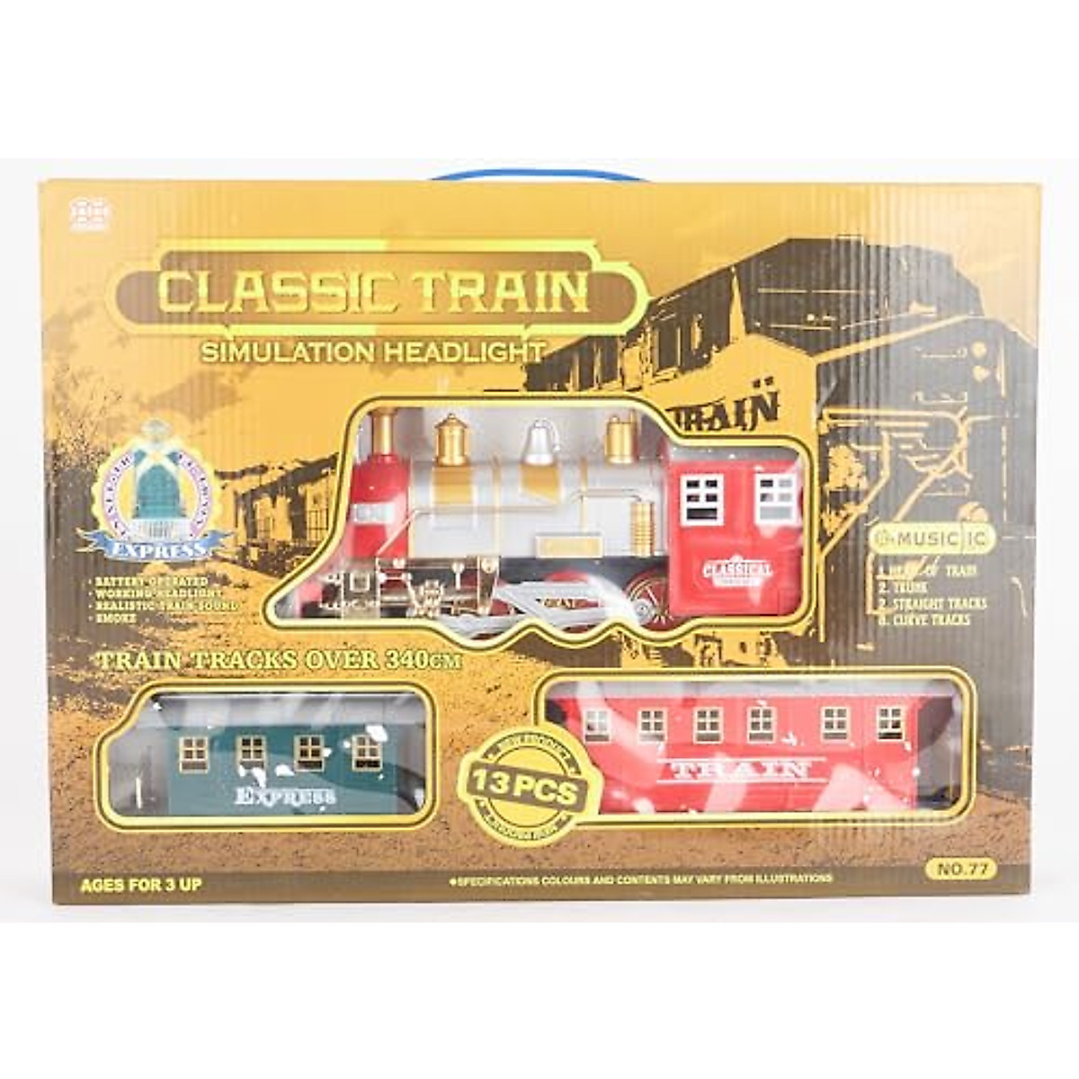 deAO Train Set for Christmas Tree,Classical Christmas Train Sets with Headlight, Smoke, Realistic Sounds, 3 Car Carriage and 11 Feet Track – Great Accessory for Kids and Christmas Decoration