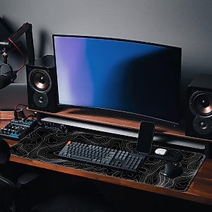 BZU Topographic Contour Extended Big Mouse Pad Large,XL Gaming Mouse Pad Desk Pad,31.5x11.8inch Long Computer Keyboard Mouse Mat Mousepad with 3mm Non-Slip Base and Stitched Edge for Home Office Work