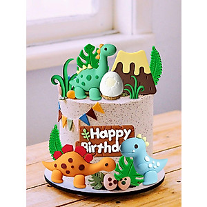 JeVenis Luxury Little Dinosaur Cake Decorations Dinosaur Cupcake Topper Little Dinosaur Cake Toppers for Birthday Baby Shower Party Supplies