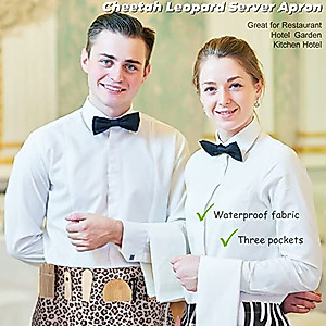 3 Pieces Leopard Zebra Print Aprons Waitress Server Aprons with 3 Pockets Half Apron with Pockets Waiters Apron for Teachers Waiter Bartender Barista Restaurant Coffee Mom