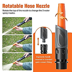 GREENER 50FT Hybrid Garden Hose Dia.5/8’’ Inner Durable Rv Garden Hose with Swivel Grip Handle 150PSI High Burst Strength Industrial Water Hose for All Weather Outdoor (Gray)