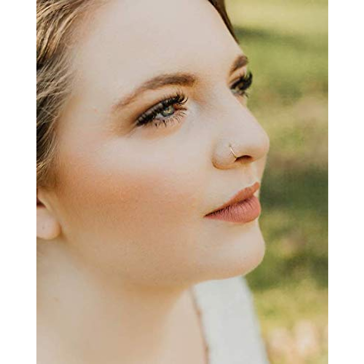 22g 7mm 14k Solid Gold Snug Fitting Nose Ring Hoop 22 Gauge Piercing Jewelry