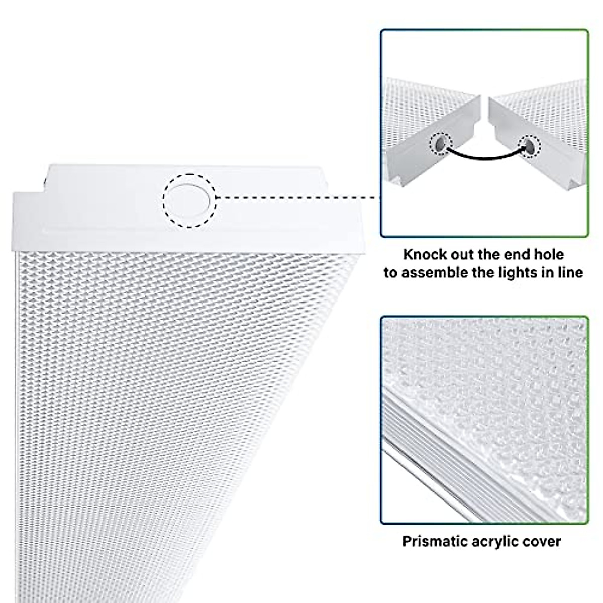 ANTLUX 4FT LED Wraparound 40W Shop Lights for Garage, 4400lm, 4000K, 4 Foot Crystal LED Wrap Light, 48 Inch Integrated Linear Strip Flush Mount Office Workshop Ceiling Lighting Fixture, 4 Pack