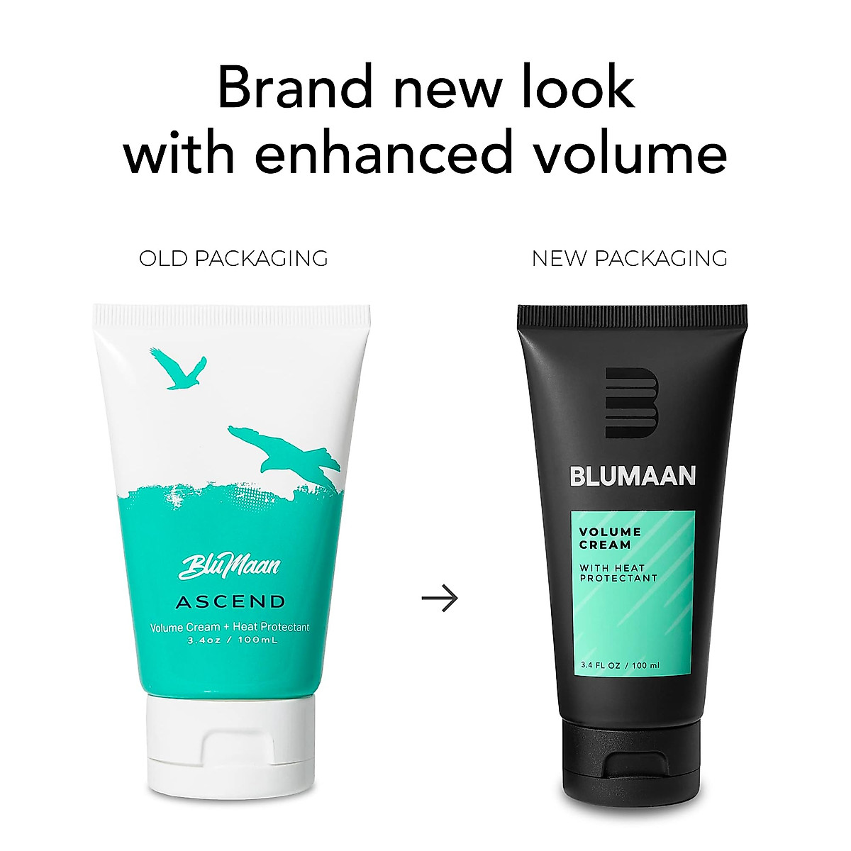 BluMaan Volume Cream - Adds Enhanced Volume for Fine, Flat & Thin Hair - Heat Protecting Formula - Thickening Effect for Thinning Hair - Volumizing Styling Cream for Men & Women - 3.4 oz