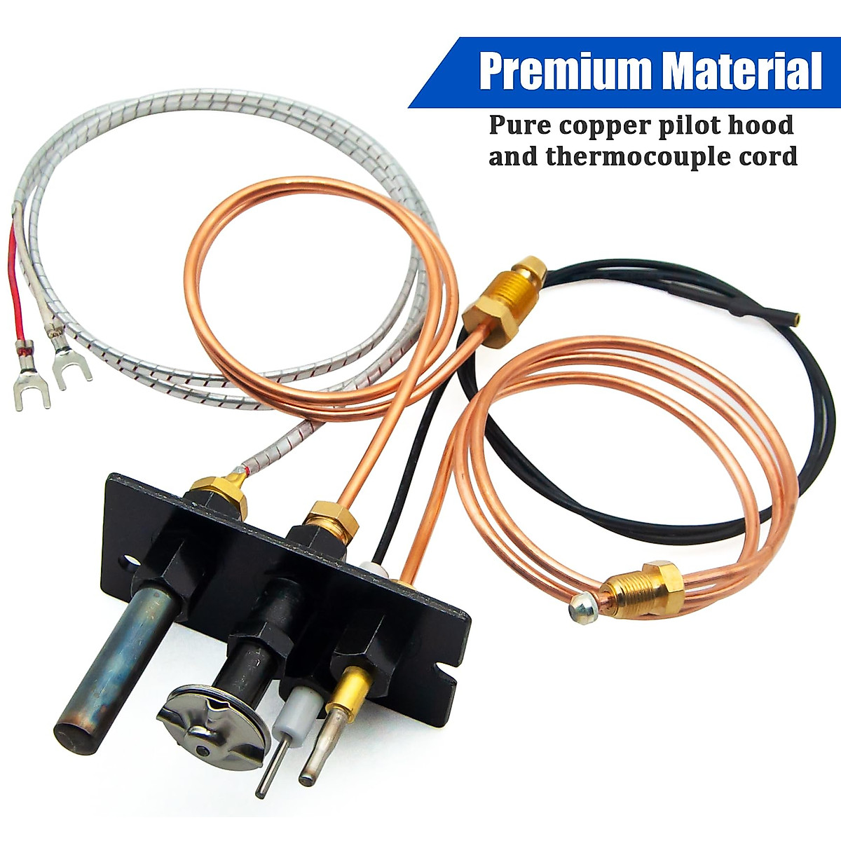 Propane and Natural Gas Pilot Assembly Replaces 10002265 10002264, LP NG 3 Way Pilot Replacement for Majestic,Temco,Vermont Castings Dutchwest,Fireplace and Stoves(Include Free NG Nozzle)