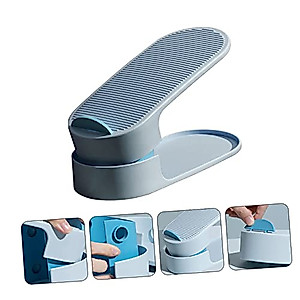 Levemolo Double Deck Holder Units Slots Easy Storage Adjustable Organizer Low Blue Stacker High Sneakers Clo Hanger Saving Free Space Organizers Organization for Heels Shoes Shoe Layer