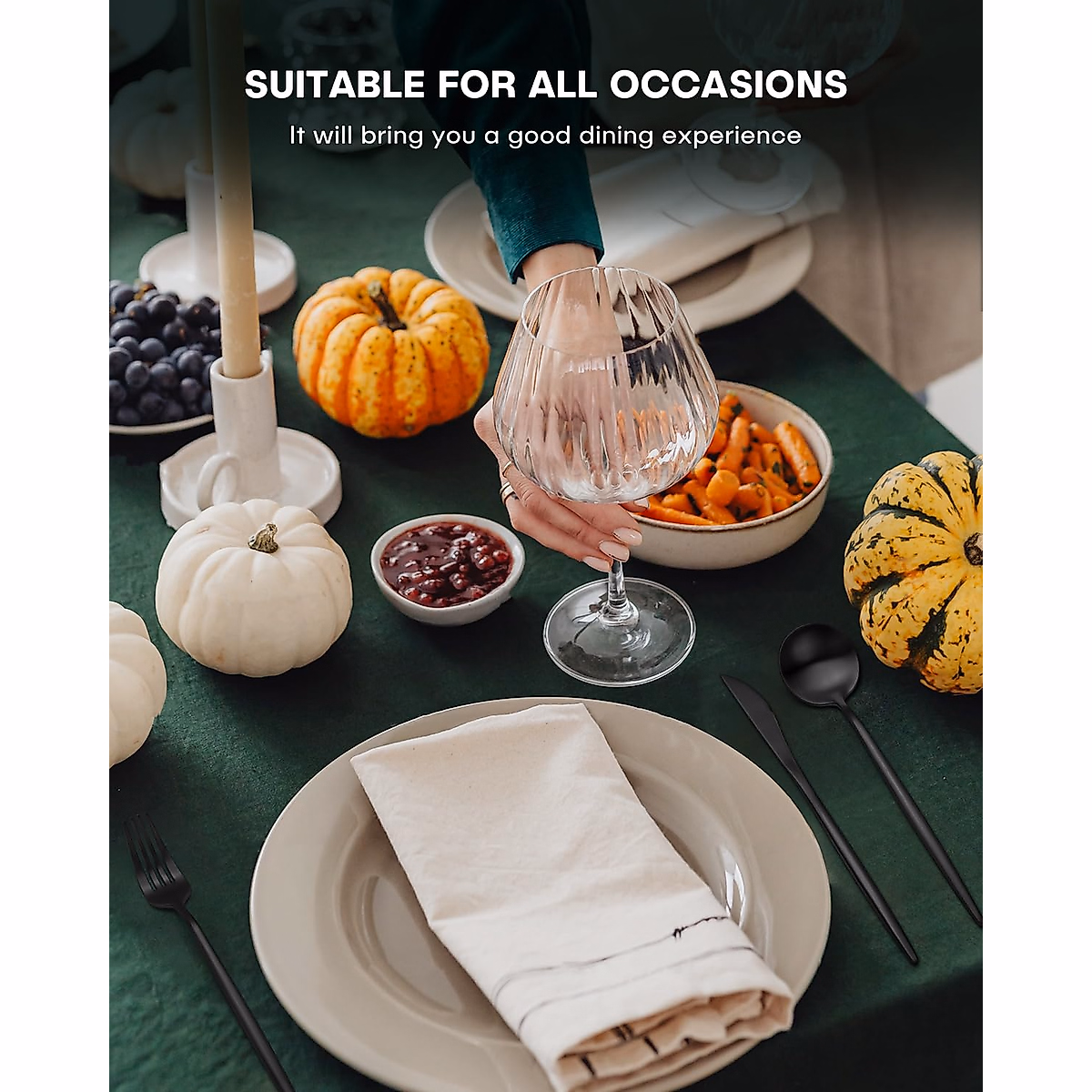 EUIRIO 30-Piece Silverware Set for 6, Stainless Steel Flatware Set Matte Black, Modern Brushed Thick Cutlery Set with Spoons Forks and Knives, Utensil Sets for Home Kitchen Hotel, Dishwasher Safe