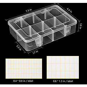 Jutieuo 2 Pack 8 Grids Bead Organizer and Storage, Plastic Organizer Box with Removable Dividers and Labels for Jewelry Crafts Small Parts Electronics Tackle Boxes (2)