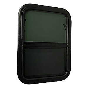 19.5" Width x 25.5" Height RV Window, Tiny House Vertical Slider W/Screen & Interior Camper Window Clamp Ring for 1-1/2" Wall Thickness Included, Teardrop Replacement Trailer Window