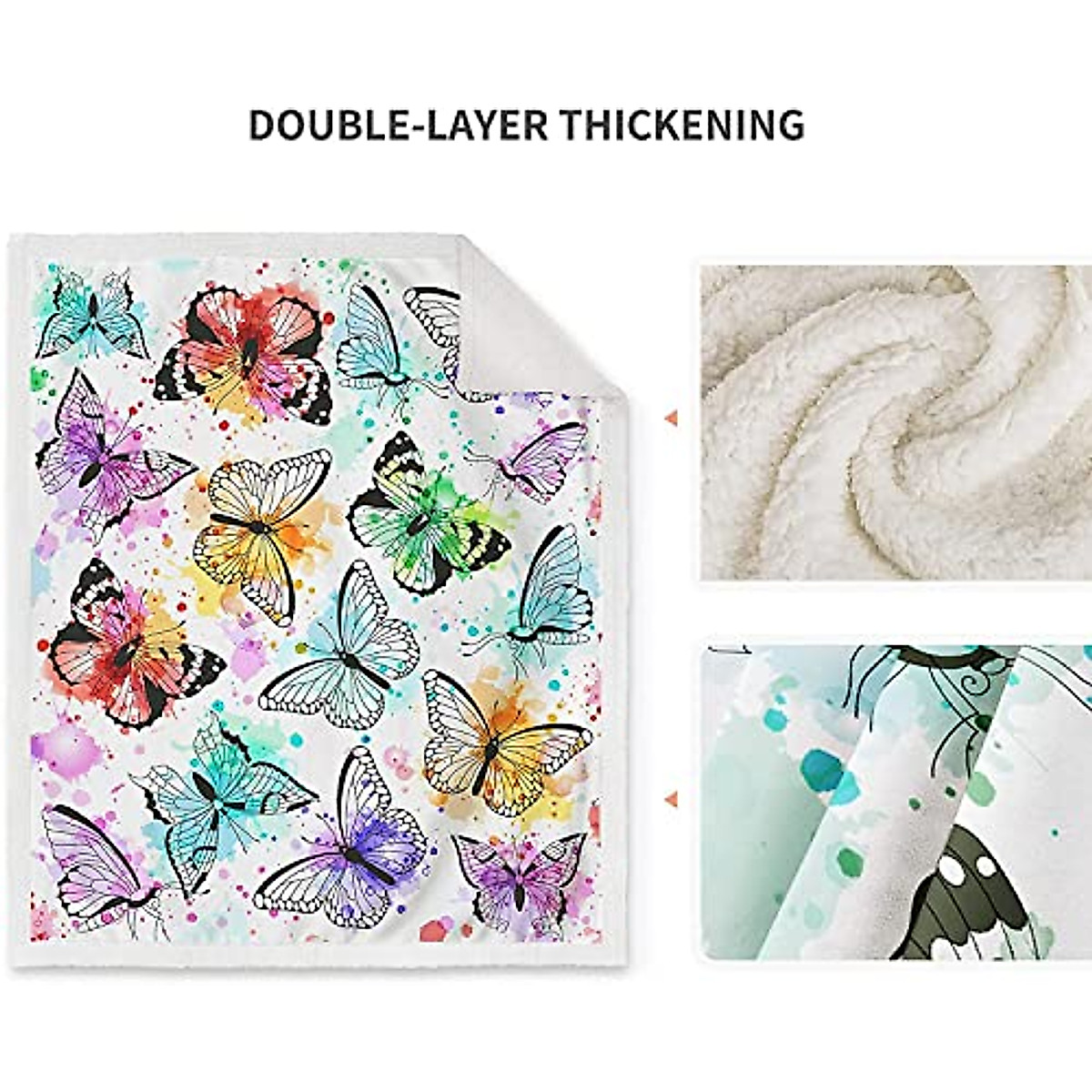 Jekeno Butterfly Throw Blanket for Women - Super Soft Warm Cozy Fuzzy Plush Butterflies Pattern Sherpa Blankets Gifts for Halloween Christmas Teens Kids Girls Adults Men Best Friend Birthday 50"x60"