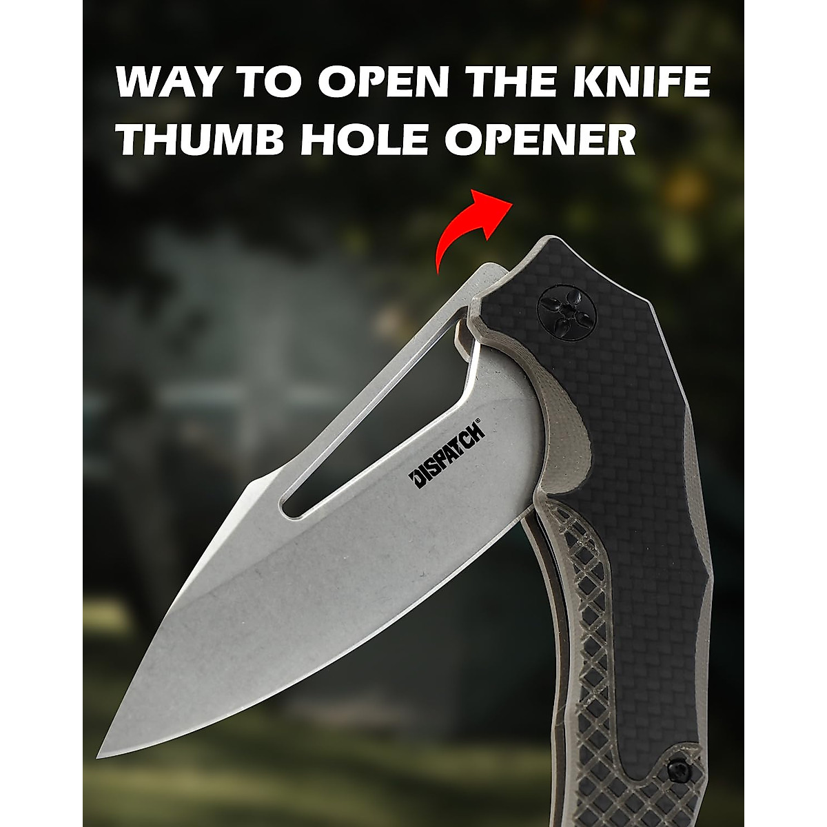 Dispatch Pocket Knife for Men Women, 3.54 Inch 8Cr13MoV Stainless Steel Blade with G10 Handle, Folding Knives with Clip for Outdoor Hunting Hiking Camping Survival EDC Tools