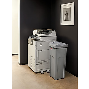Rubbermaid Commercial Products Untouchable Square Trash/Garbage Can, 23-Gallon, Gray, Wastebasket for Outdoor/Restaurant/School/Kitchen