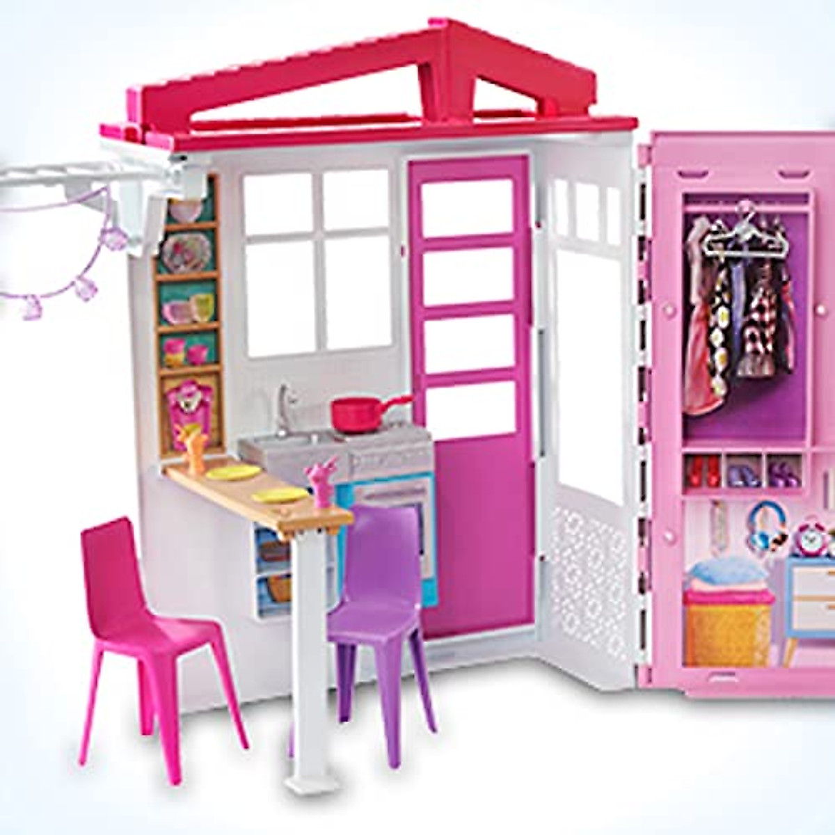 Barbie Doll and Dollhouse, Portable 1-Story Playset with Pool