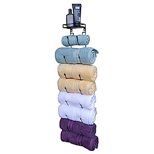 Bath Towel Rack in Bathroom. Wine Racks in Kitchen. Wall Mounted Shelves for Towels hat Organization. Great Decor Accessories. Metal Hooks. 3 Pieces. Premium Presents Brand. (Black)