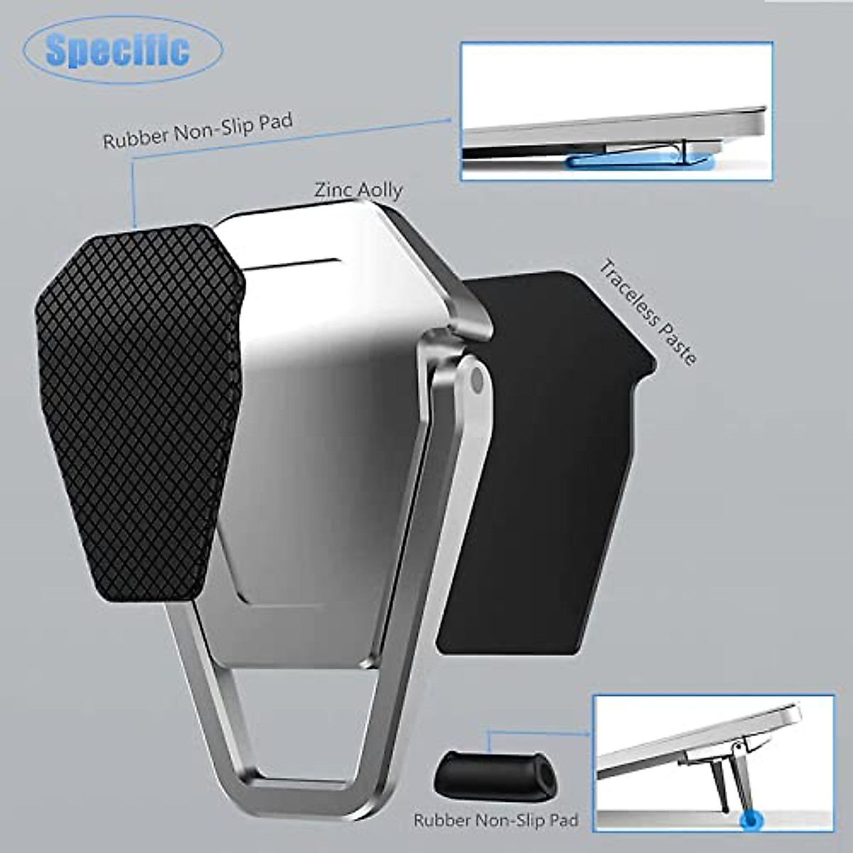 Portable Invisible Laptop Stand-2PCS,SUNTAIHO Mini Aluminum Cooling Pad,Computer Keyboard Mount Kickstand,Ergonomic Lightweight Laptop Desk Stand for MacBook Pro/Air, Lenovo,12-17 Inches Tablet&Laptop