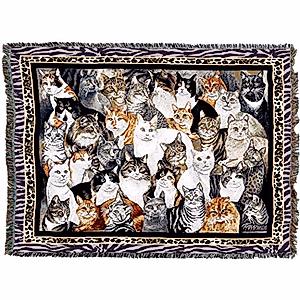 Pure Country Weavers Purrfect Cats Blanket by Elena Vladykina - Gift for Cat Lovers - Tapestry Throw Woven from Cotton - Made in The USA (72x54)
