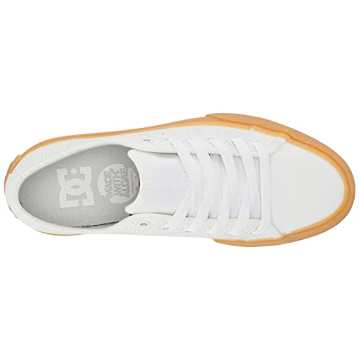 DC Women's Manual Skate Shoe, White/Gum, 9.5