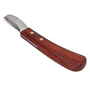 CHICIRIS Hoof Knife, 7.7in Right Hand Hoof Trimmer Crimping Farrier Tool with Ergonomic Wood Handle for Cows Horses Goats, Brown